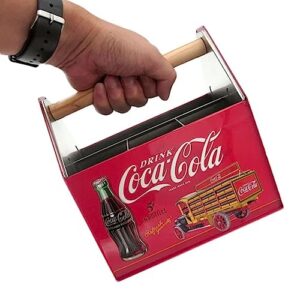 The Tin Box Company Coca Cola Tin Utensil Caddy with Handle, red