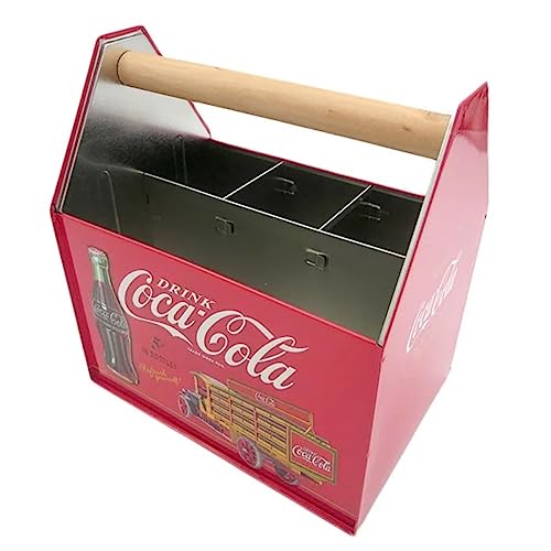 The Tin Box Company Coca Cola Tin Utensil Caddy with Handle, red