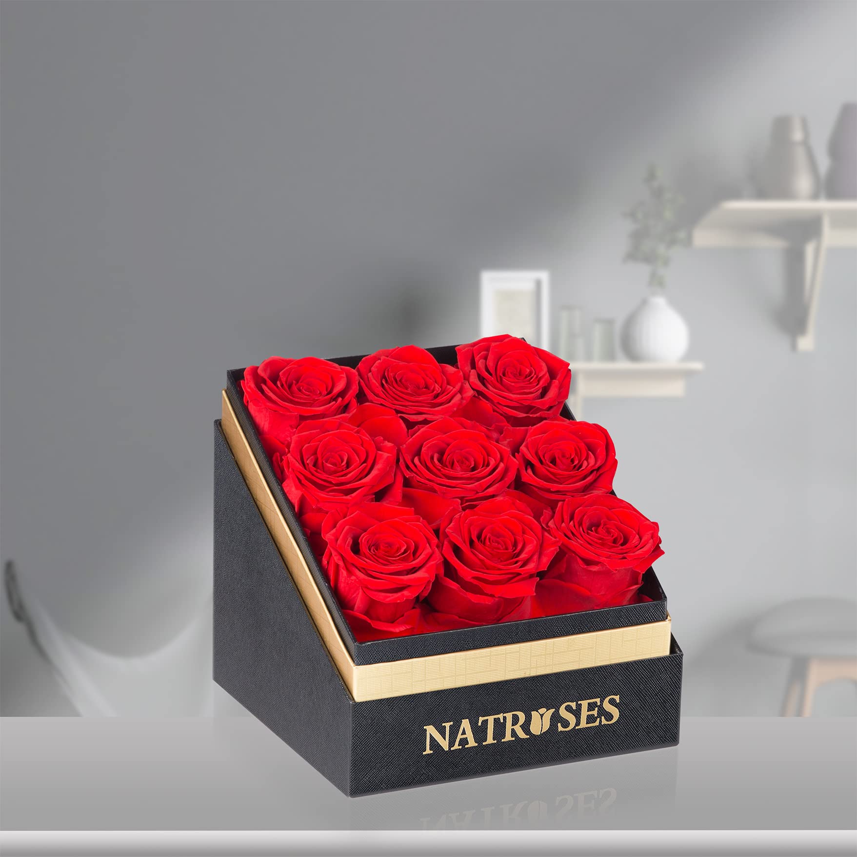 NATROSES Forever Preserved Roses in a Box, 100% Real Roses That Last Up to 3 Years, Flowers for Delivery Prime Birthday, Valentines Day Gifts for Her, Birthday Gifts (Red)