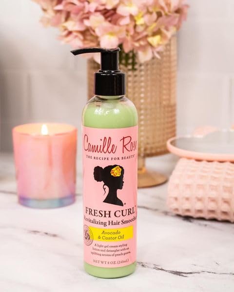 Camille Rose Fresh Curl Hair Styling Lotion & Detangler, with Avocado and Castor Oil, to Moisturize and Promote Hair Growth, for all Hair Types, 8 oz