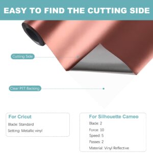 HTVRONT Rose Gold Metallic Vinyl - 12" x 10FT Matte Rose Gold Vinyl for Cricut - Easy to Weed & Transfer Rose Gold Permanent Vinyl Roll