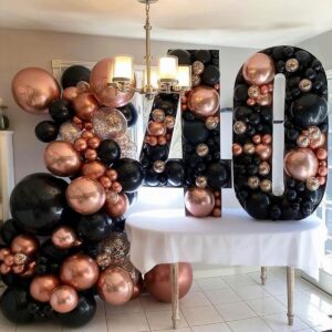 124Pcs Rose Gold Balloon Garland Arch Kit Black Pink and Rose Gold Balloons for Girls Women Birthday Party Wedding Bridal Shower Decorations Graduation Backdrop Decor