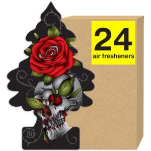 little trees air fresheners car air freshener. hanging tree provides long lasting scent for auto or home. rose thorn, 24 air fresheners