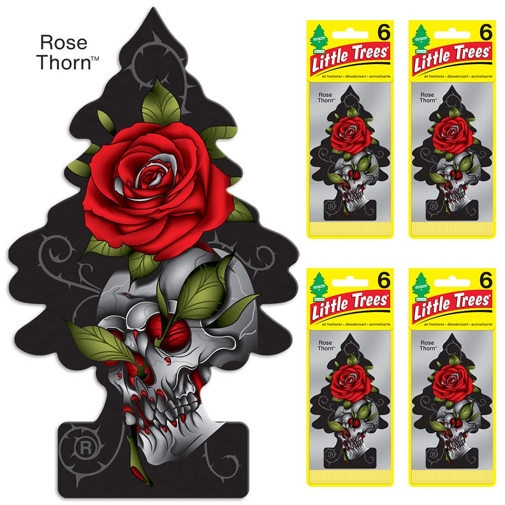 LITTLE TREES Air Fresheners Car Air Freshener. Hanging Tree Provides Long Lasting Scent for Auto or Home. Rose Thorn, 24 Air Fresheners