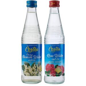 cortas combo pack - 1) cortas rose water 10 fl. oz., & 2) cortas orange blossom water 10 fl. oz - total 2 bottles