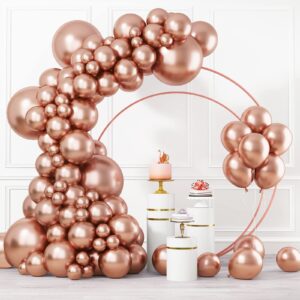 rubfac rose gold valentine's day balloons different sizes 105pcs 5/10/12/18 inch metallic rose gold balloon garland kit for birthday bachelorette party wedding bridal party decoration