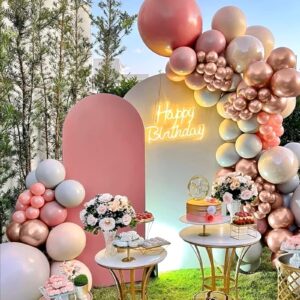 RUBFAC Rose Gold Valentine's Day Balloons Different Sizes 105pcs 5/10/12/18 Inch Metallic Rose Gold Balloon Garland Kit for Birthday Bachelorette Party Wedding Bridal Party Decoration