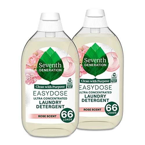 Seventh Generation EasyDose Laundry Detergent Ultra Concentrated Rose Washing Detergent 23 oz, Pack of 2