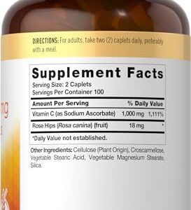 Carlyle Vitamin C with Rose Hips 500mg | 200 Caplets | High Potency Formula | Vegetarian, Non-GMO and Gluten Free Supplement