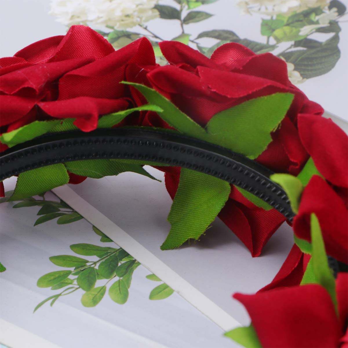 Headband Wedding Party Hairband Day of Dead Flower Crown (Claret)