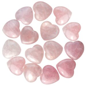 marrywindix 15 packs 0.8 inches healing crystal natural rose stone heart love carved palm worry stone chakra reiki balancing