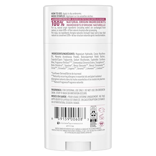 Schmidt's Aluminum-Free Vegan Deodorant Rose & Vanilla with 24 Hour Odor Protection 2 Count for Women and Men, Natural Ingredients, Cruelty-Free, 2.65 oz