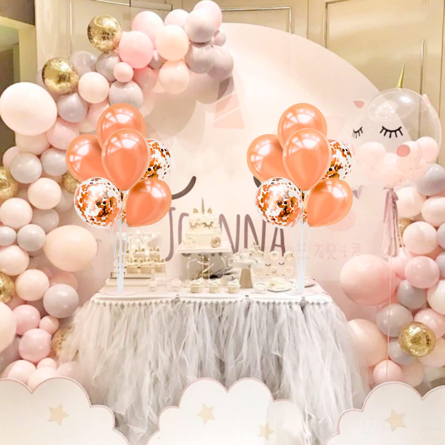 ZJDHPTY Rose Gold Balloon Stand Centerpiece Table Decorations for Birthday Anniversary Engagement Wedding Bridal Shower Graduation Mother's Day Party Decorations(Rose gold set4)