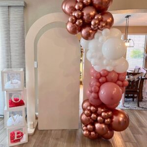 Bezente Rose Gold Metallic Chrome Balloons, 100 Pack 12 inch Rose Gold Latex Round Helium Balloons for Wedding Anniversary Baby Shower Birthday Party Decorations