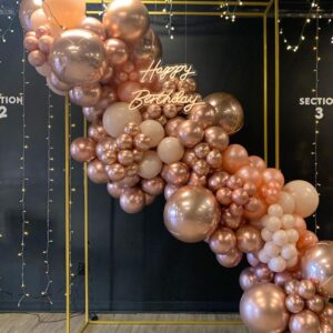 Bezente Rose Gold Metallic Chrome Balloons, 100 Pack 12 inch Rose Gold Latex Round Helium Balloons for Wedding Anniversary Baby Shower Birthday Party Decorations