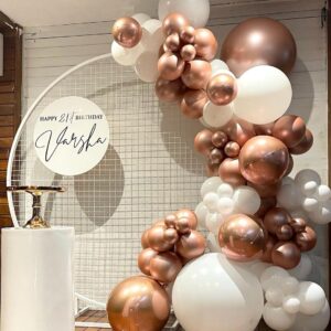 Bezente Rose Gold Metallic Chrome Balloons, 100 Pack 12 inch Rose Gold Latex Round Helium Balloons for Wedding Anniversary Baby Shower Birthday Party Decorations