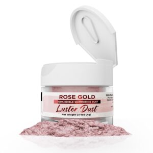 bakell edible luster dust & paint | rose gold luster dust edible powder | kosher certified | halal certified paint, powder & dust | 100% edible & food grade| cakes, vegan paint & dust (rose gold)