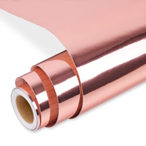 prime vinyl chrome rose gold permanent vinyl roll, rose gold vinyl for cricut - 12" x 10 ft- chrome metallic adhesive vinyl for silhouette cameo, decor sticker, cutting machine, home decal