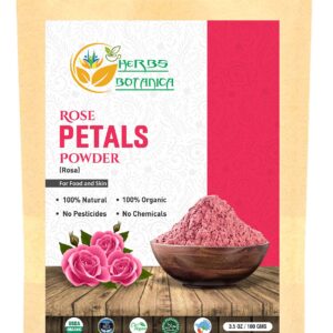 Herbs Botanica Rose Petal Powder Organic For Face Mask DIY masks | Skin Care, Aromatherapy | Natural and Chemical Free | No Added Preservatives or Colors 100g / 3.52 oz