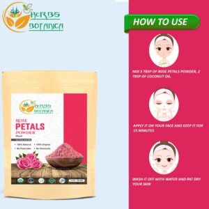 Herbs Botanica Rose Petal Powder Organic For Face Mask DIY masks | Skin Care, Aromatherapy | Natural and Chemical Free | No Added Preservatives or Colors 100g / 3.52 oz