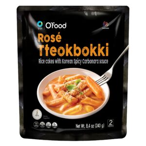 C O'Food Rose Spicy Carbonara Tteokbokki, Gluten-Free Korean Rice Cakes, Authentic Spicy Korean Street Food Snack, Ready to Eat, No MSG, No Corn Syrup, Pack of 1