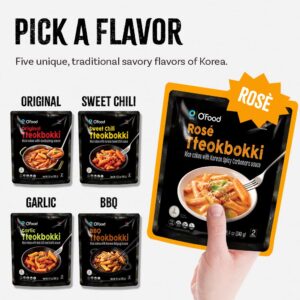 C O'Food Rose Spicy Carbonara Tteokbokki, Gluten-Free Korean Rice Cakes, Authentic Spicy Korean Street Food Snack, Ready to Eat, No MSG, No Corn Syrup, Pack of 1