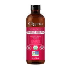 cliganic organic rosehip seed oil for face, 100% pure | natural cold pressed unrefined non-gmo | carrier oil for skin, hair & nails