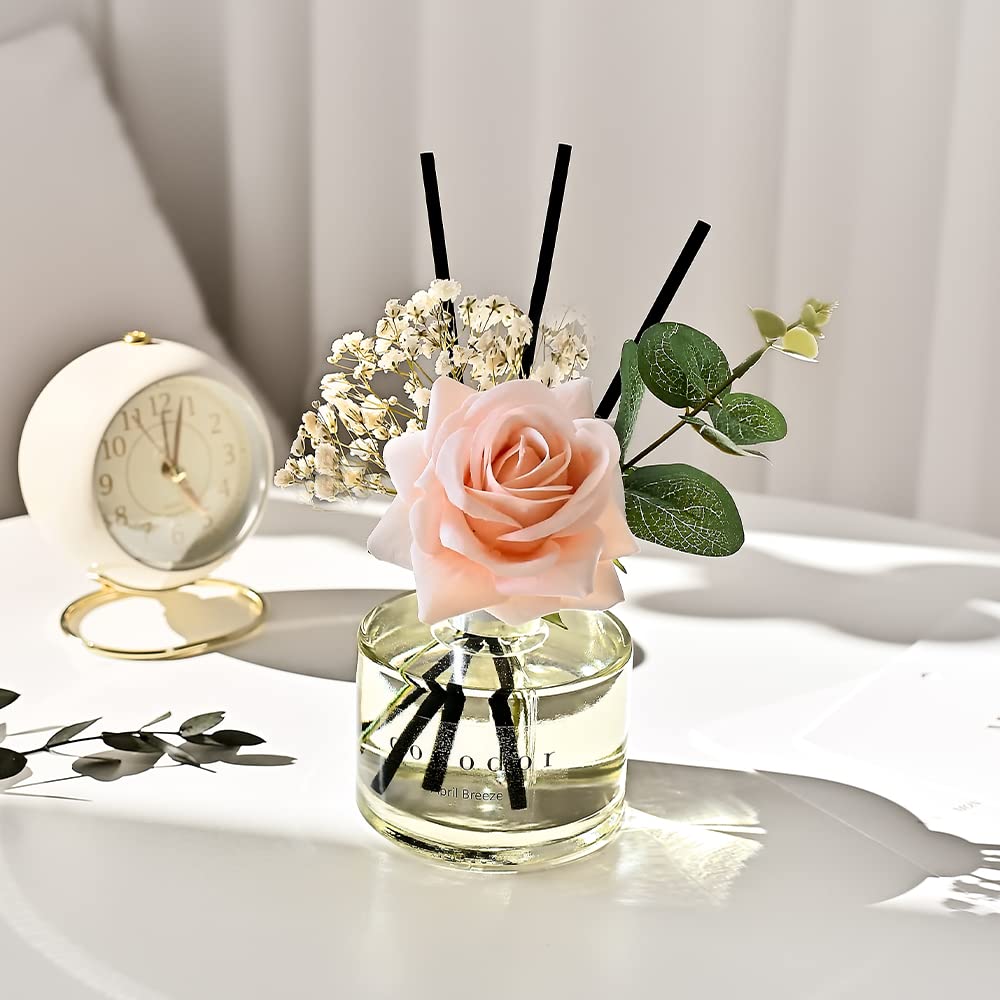 COCODOR Rose Reed Diffuser set / 6.7oz / Rose Perfume/Scent Diffuser with Sticks Home Fragrance Reed Diffuser for Bathroom Shelf Decor