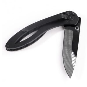 Cool Hand 3.75'' Carbon Fiber Scale Folding Pocket Knife w/ 2.75'' Polished Black Ceramic Blade, Frame Lock, Black Liner