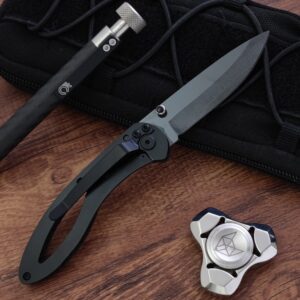 Cool Hand 3.75'' Carbon Fiber Scale Folding Pocket Knife w/ 2.75'' Polished Black Ceramic Blade, Frame Lock, Black Liner