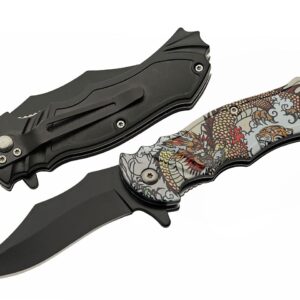 SZCO Supplies 8” Meiji Dragon Assisted Open EDC Folding Knife With Pocket Clip