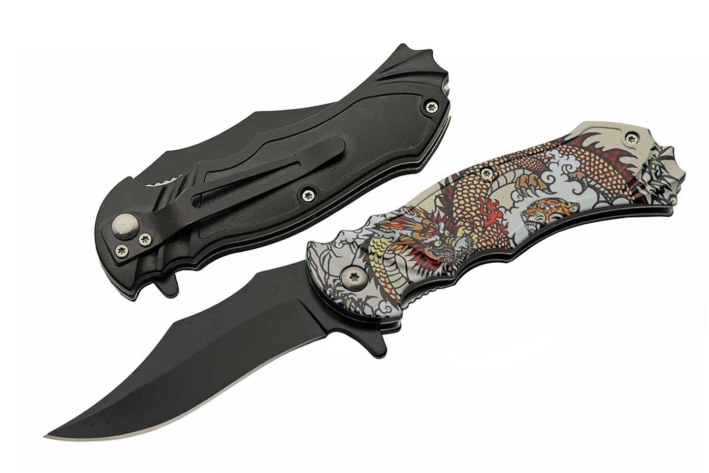 SZCO Supplies 8” Meiji Dragon Assisted Open EDC Folding Knife With Pocket Clip