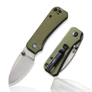 civivi baby banter pocket folding knife for edc, 2.34" blade small knife with titanium thumb stud opener c19068s-5 (green)