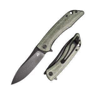 cmb made knives 3"blaze black d2 liner lock flipper folding pocket knife green micarta handle camping edc cmb-06g (green)