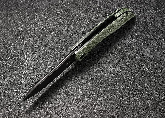 CMB Made Knives 3"Blaze Black D2 Liner Lock Flipper Folding Pocket Knife Green Micarta Handle Camping EDC CMB-06G (Green)