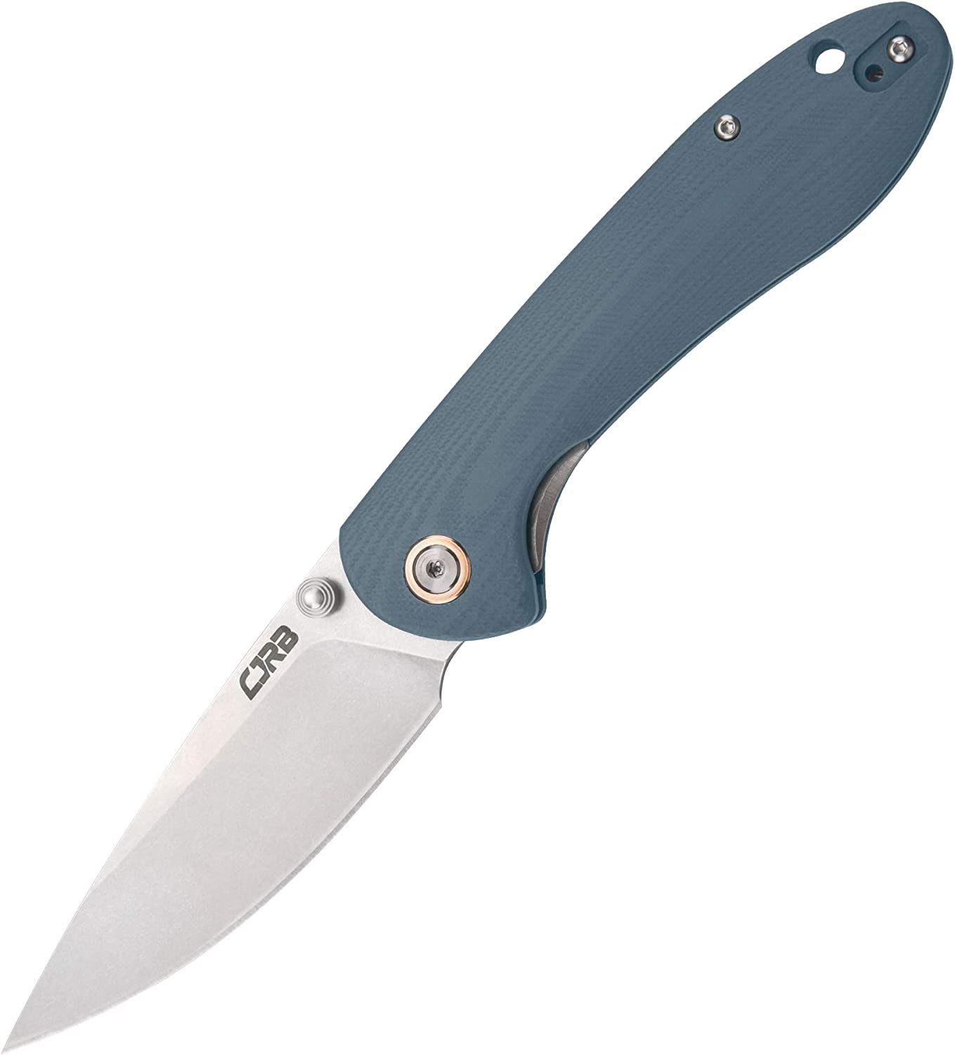 CJRB Folding Knife Feldspar Pocket Folding Knife Stonewash D2 Steel Blade G10 Tactical Handle EDC Knife, Blue Handle-Small (J1912)