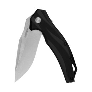 kershaw lateral folding pocket knife, 3.1 inch stonewashed blade, pocketclip,black