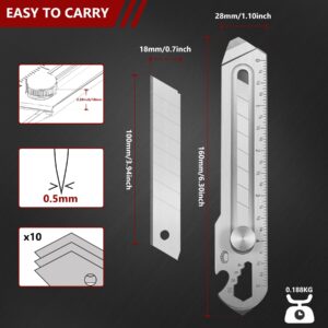 BECOWIN 7-In-1 Mutipurpose Utility Knife, Stainless Steel Retractable Box Cutter, Heavy Duty Snap off Cutter Knife with 10PC 18MM SK5 Blades, Safety Lock Design