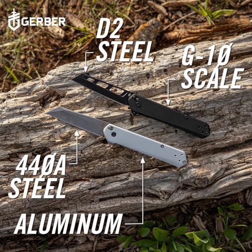 Gerber Gear Spire Pocket Knife - 2.93" Plain Edge Blade Assisted Opening Folding Knife - EDC Gear and Equipment - Aluminum