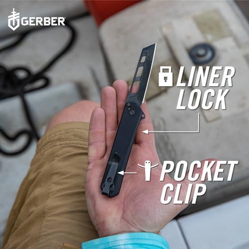 Gerber Gear Spire Pocket Knife - 2.93" Plain Edge Blade Assisted Opening Folding Knife - EDC Gear and Equipment - Aluminum