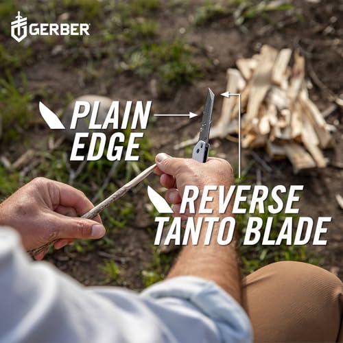 Gerber Gear Spire Pocket Knife - 2.93" Plain Edge Blade Assisted Opening Folding Knife - EDC Gear and Equipment - Aluminum