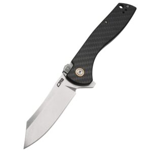 cjrb cleaver folding knives pocket knife ar-rpm9 steel blade carbon fiber handle j1915 kicker