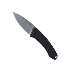 crkt tuna compact edc pocket knife: everyday carry plain edge folder, ikbs ball bearings, thumb stud open, frame lock with g10 handle 2522,gray/black