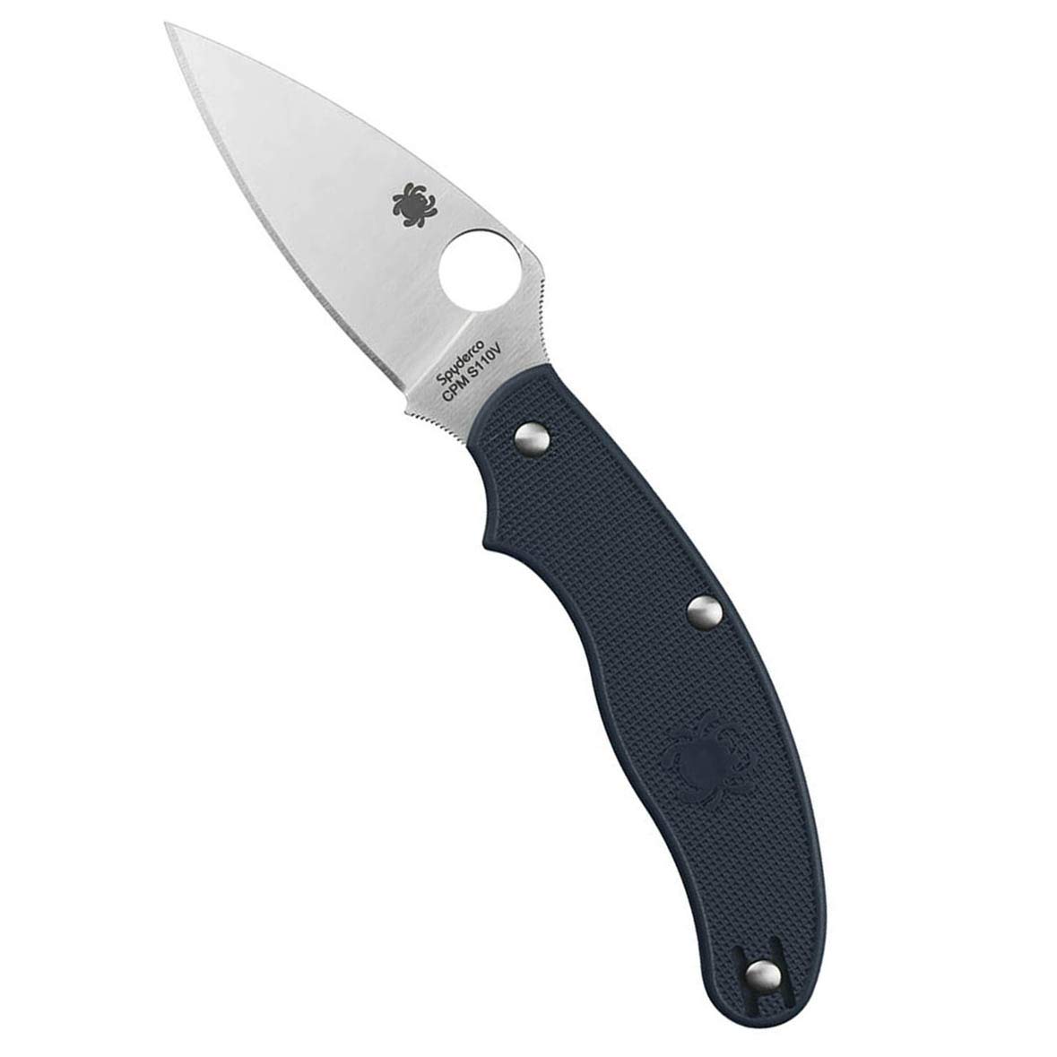 Spyderco UK Penknife Non-Locking Knife with 2.95" CPM S110V Steel Blade and Dark Blue Lightweight FRN Handle - PlainEdge - C94PDBL