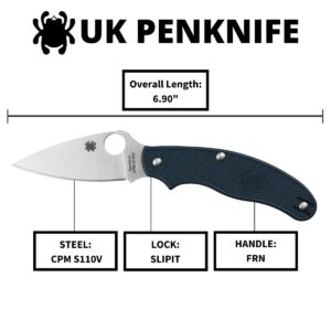 Spyderco UK Penknife Non-Locking Knife with 2.95" CPM S110V Steel Blade and Dark Blue Lightweight FRN Handle - PlainEdge - C94PDBL