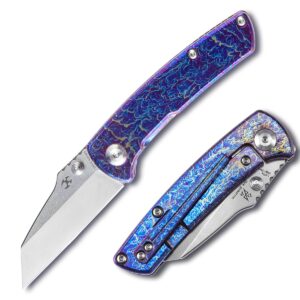 kansept mini main street pocket folding knives edc pocket knife 2.26'' s35vn material pocket folding knife with lightning strike anodized titanium handle edc box opener k2015a5