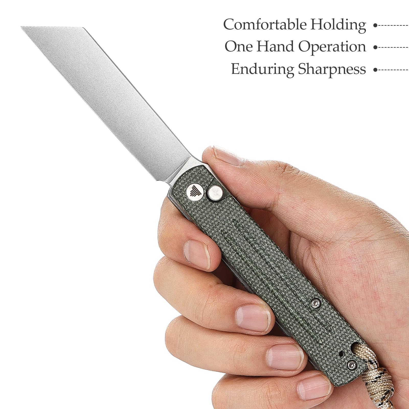 TRIVISA Japanese Higonokami Razor Button Lock Folding Pocket Knife for Men or Women, EDC Tool Camping Outdoor Knives with Pocket Clip，3.2" 10Cr15CoMoV Blade and Micarta Handle Hydra-04G