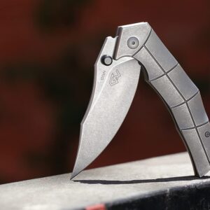 DROP Massdrop + Gavko Thresher Titanium Frame Lock Pocket Knife, Pelagic Sand, Right Hand