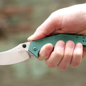 DROP Massdrop + Gavko Thresher Titanium Frame Lock Pocket Knife, Pelagic Sand, Right Hand