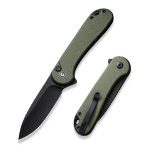 civivi elementum ii pocket folding knife, 2.96" nitro-v steel blade g10 handle utility knife with deep carry pocket clip for camping hiking hunting c18062p-3